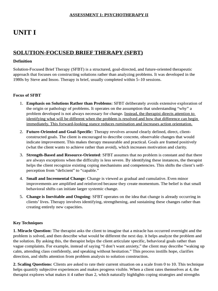 Psychotherapy II Notes | PDF