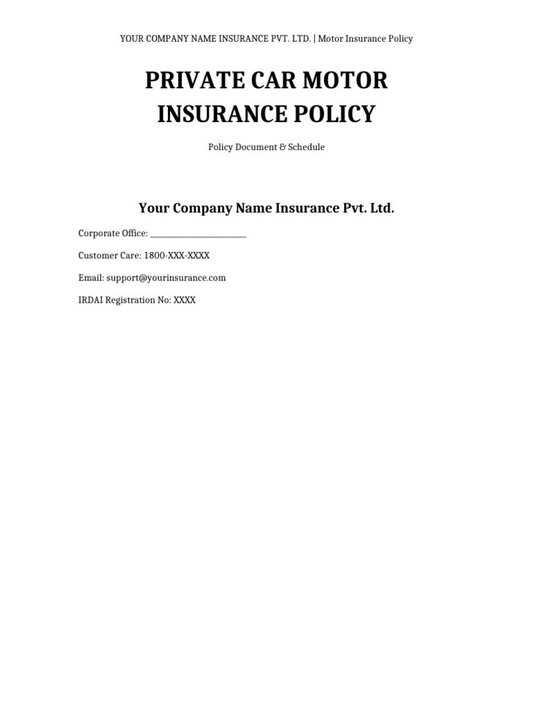 Realistic Motor Insurance Template | PDF | Insurance | Vehicle Insurance