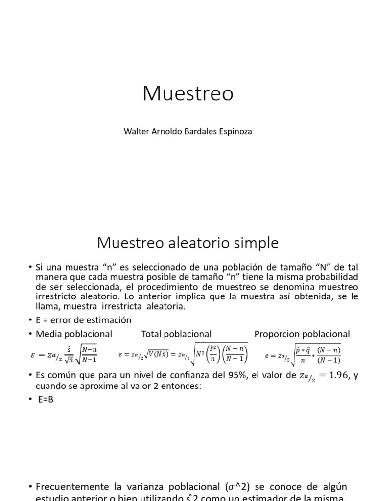 Muestreo_aleatorio_simple | PDF | Muestreo (Estadísticas) | Desviación ...
