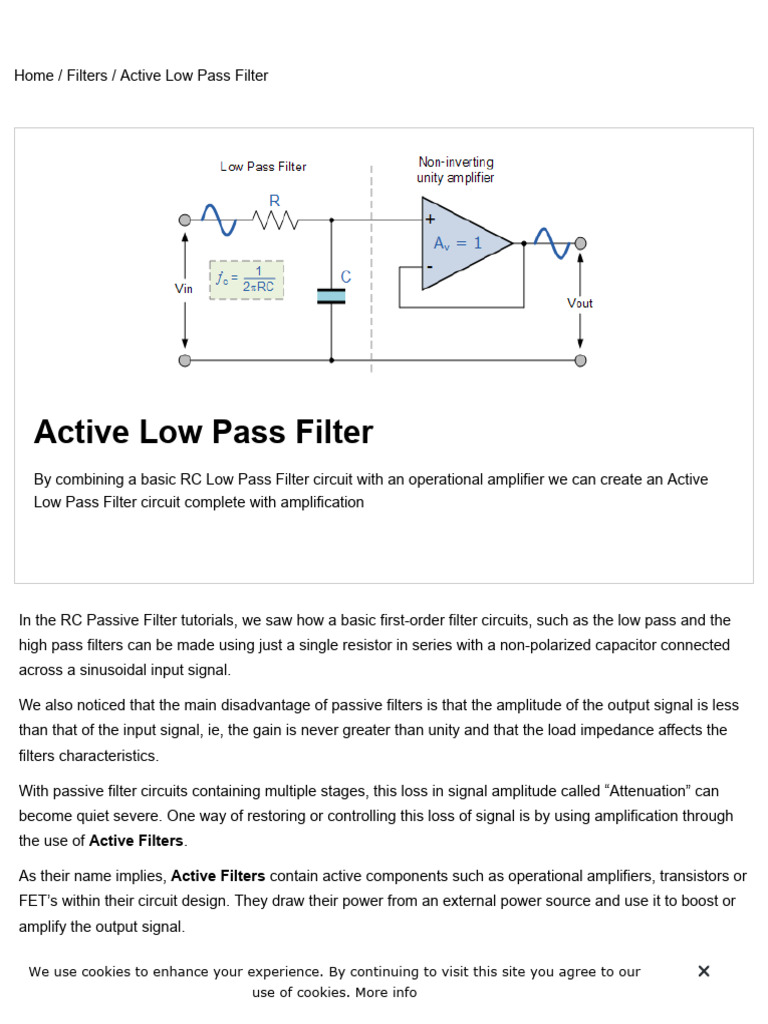Active Low Pass Filter - Op-Amp Low Pass Filter | PDF | Electronic ...