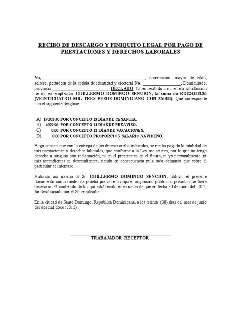 49961057 Recibo de Descargo y Finiquito Legal Por Pago 2