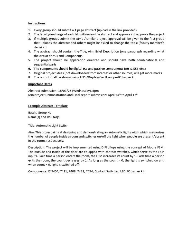 Miniproject Instructions | PDF