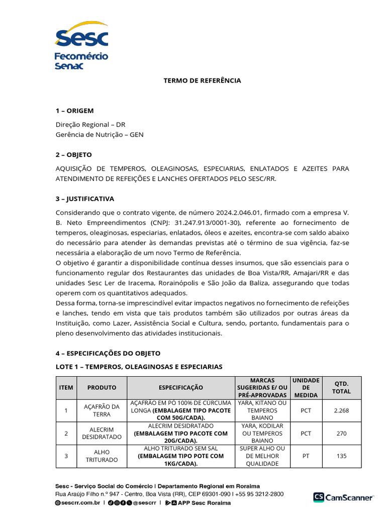Termo de Referência | PDF | Chá