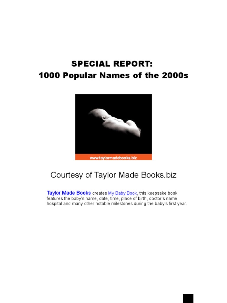 1000 Popular BABY Names of The 2000s | PDF