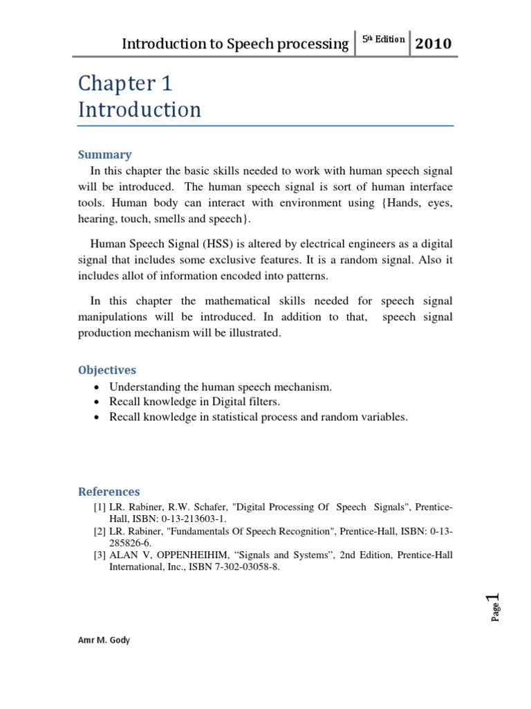 My Lecture Notes in Speech Processing and Recognition Course | PDF ...