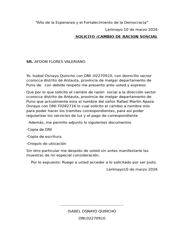 Cambio de Razon Social Mama | PDF