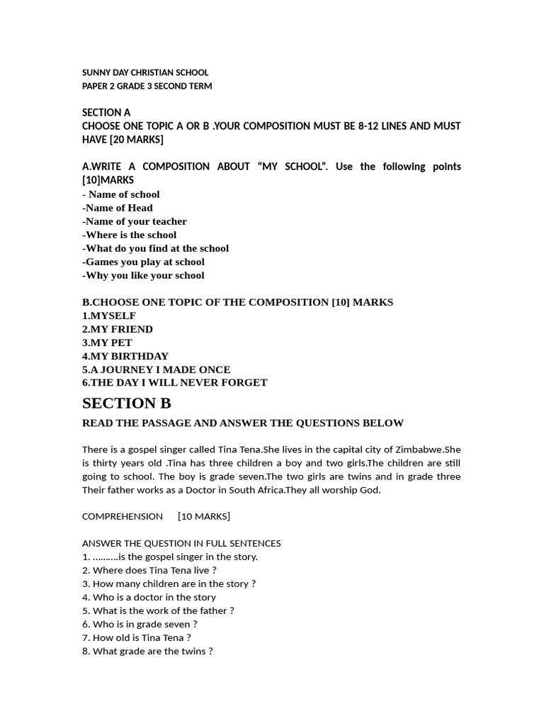 Composition 2 Term 2025 | PDF