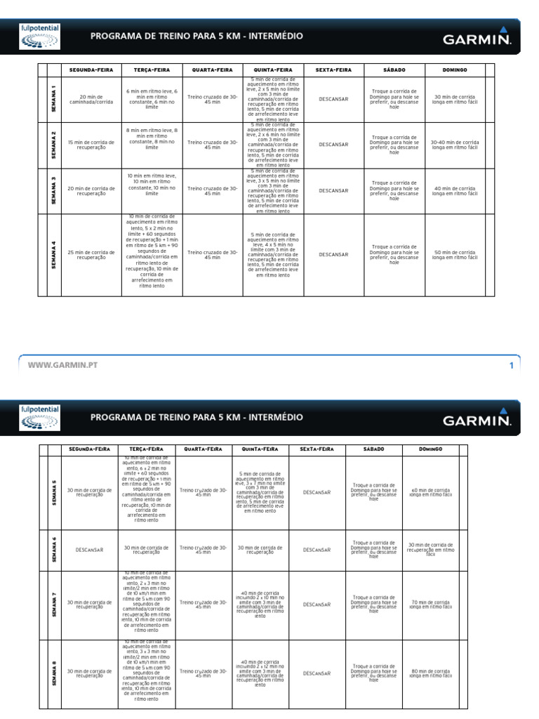 5K Training Plan Intermediate PT | PDF