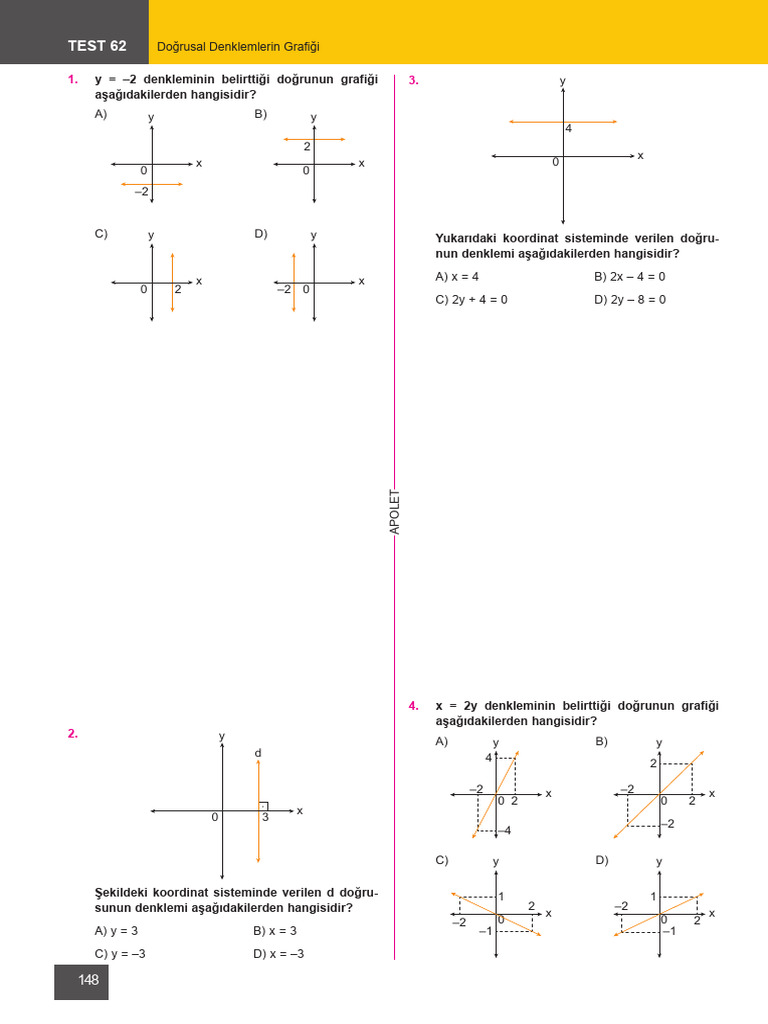 Apolet Yayınları 8 Sınıf Matematik Test 62-64 260306 100635 | PDF