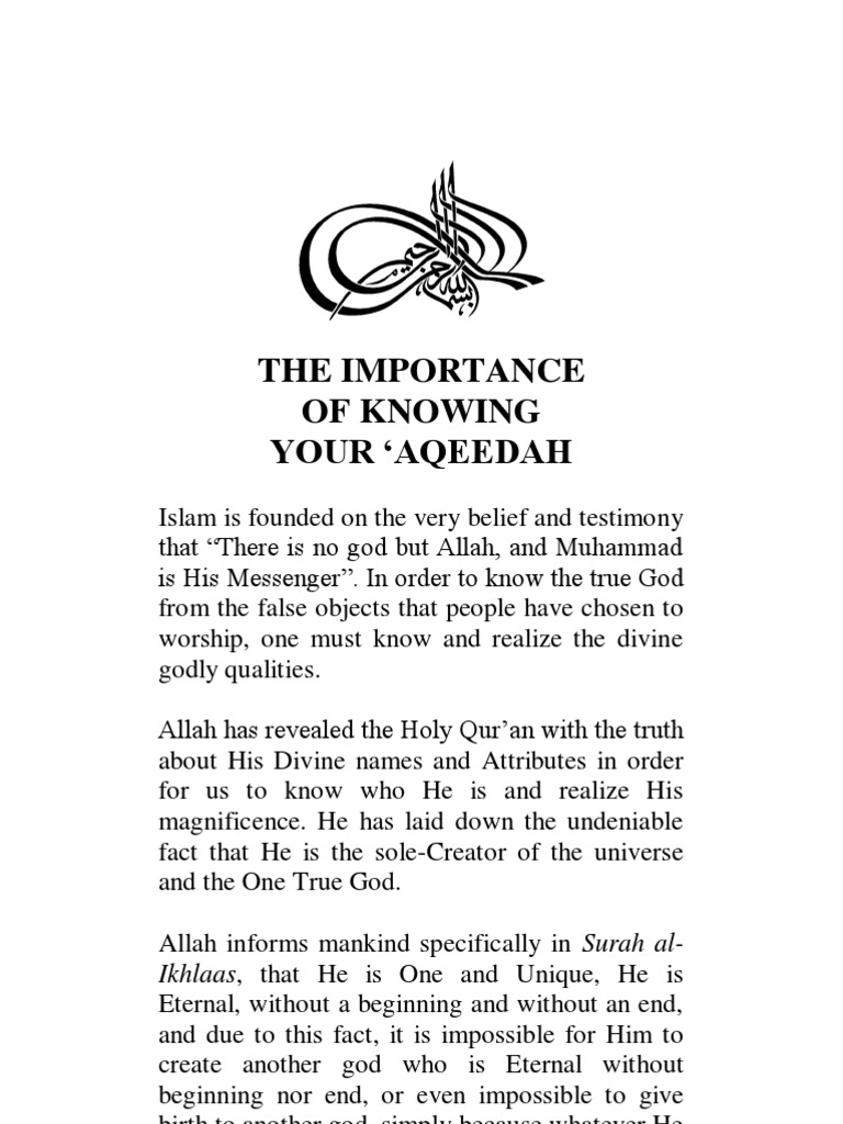 Understanding Islamic Aqeedah Basics | PDF | Tawhid | Muhammad