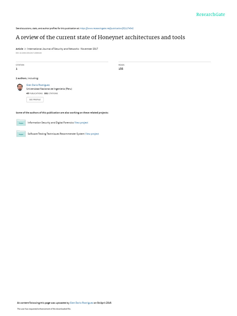 A Review of the Current State of Honeynet Architectures and Tools | PDF ...