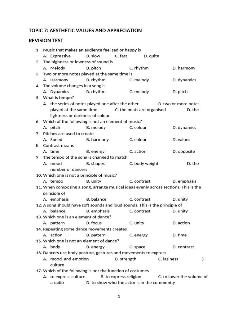 Grade 4 Topic 7 Revision | PDF | Rhythm | Tempo