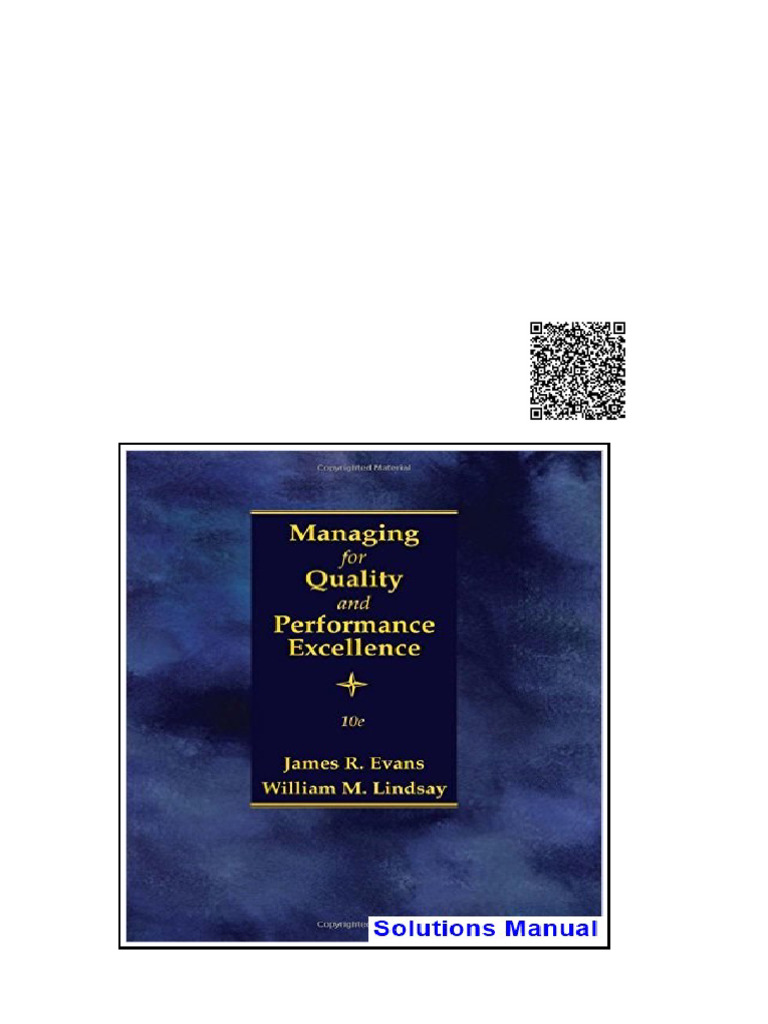 Managing for Quality and Performance Excellence 10th Edition Evans ...