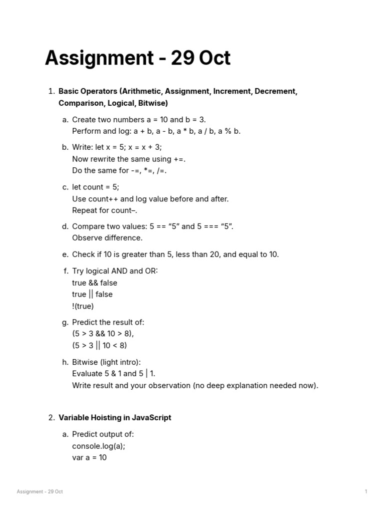 Assignment - 29 Oct | PDF | Mathematical Logic | Computer Programming
