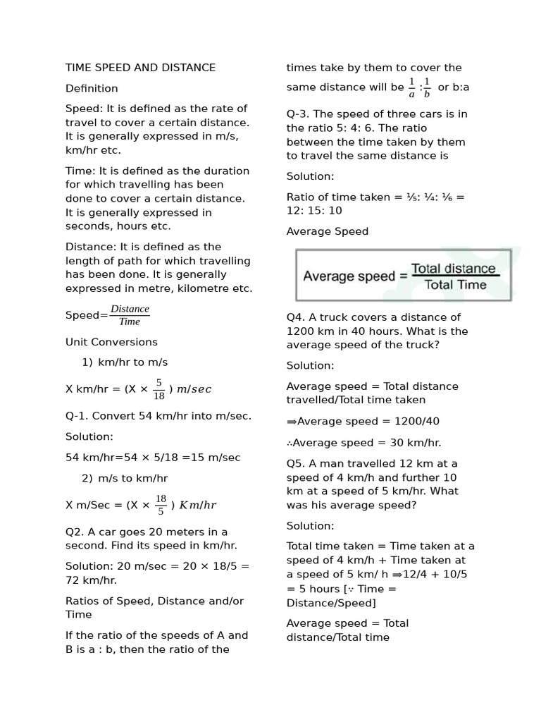 Time Speed and Distance | PDF | Speed | Physical Quantities