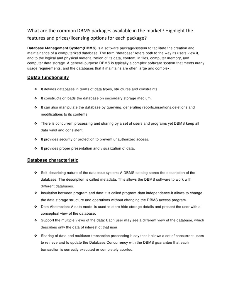DBMS Packages | Download Free PDF | Microsoft Access | Databases