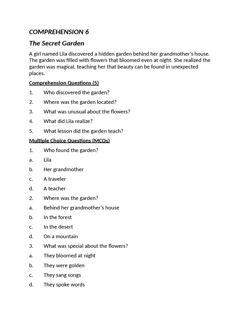 COMPREHENSION (Part 2) | PDF