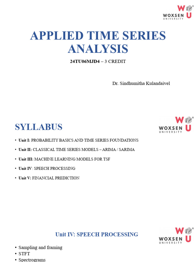 Unit 4 - Applied Time Series Analysis (Final) | PDF | Speech ...