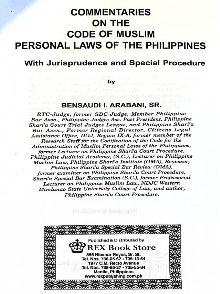 2019 Code of Muslim Personal Laws - Arabani (1) | PDF