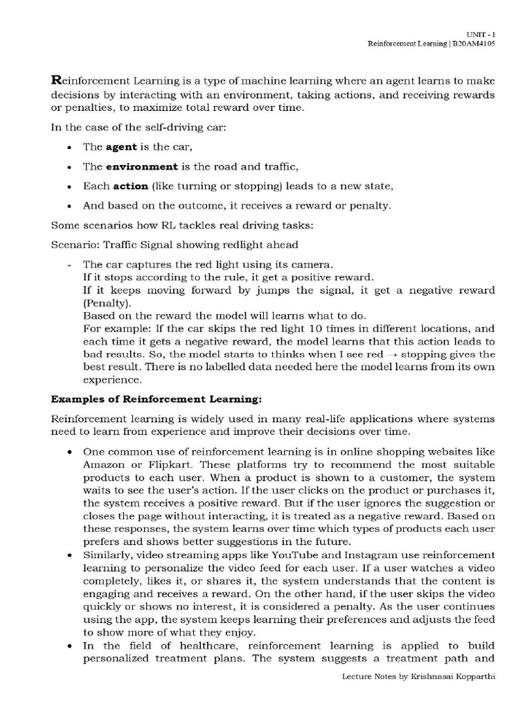 RL_UNIT_1 | PDF