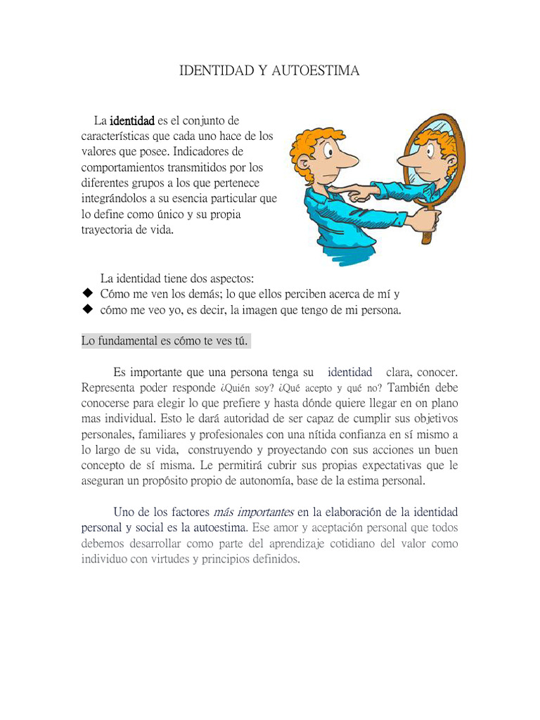 Identidad y Autoestima | PDF | Autoestima | Psicología Social