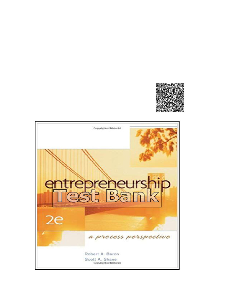 Entrepreneurship A Process Perspective 2nd Edition Baron Test Bank ...