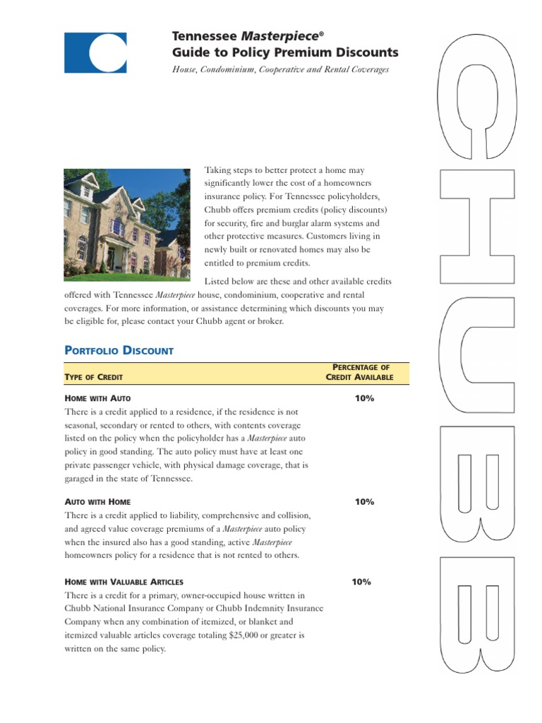CHUBB - Guide To Policy Discounts | PDF | Home Insurance | Insurance