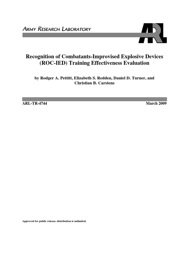 Recognition of Combatants-Improvised Explosive Devices (ROC-IED ...
