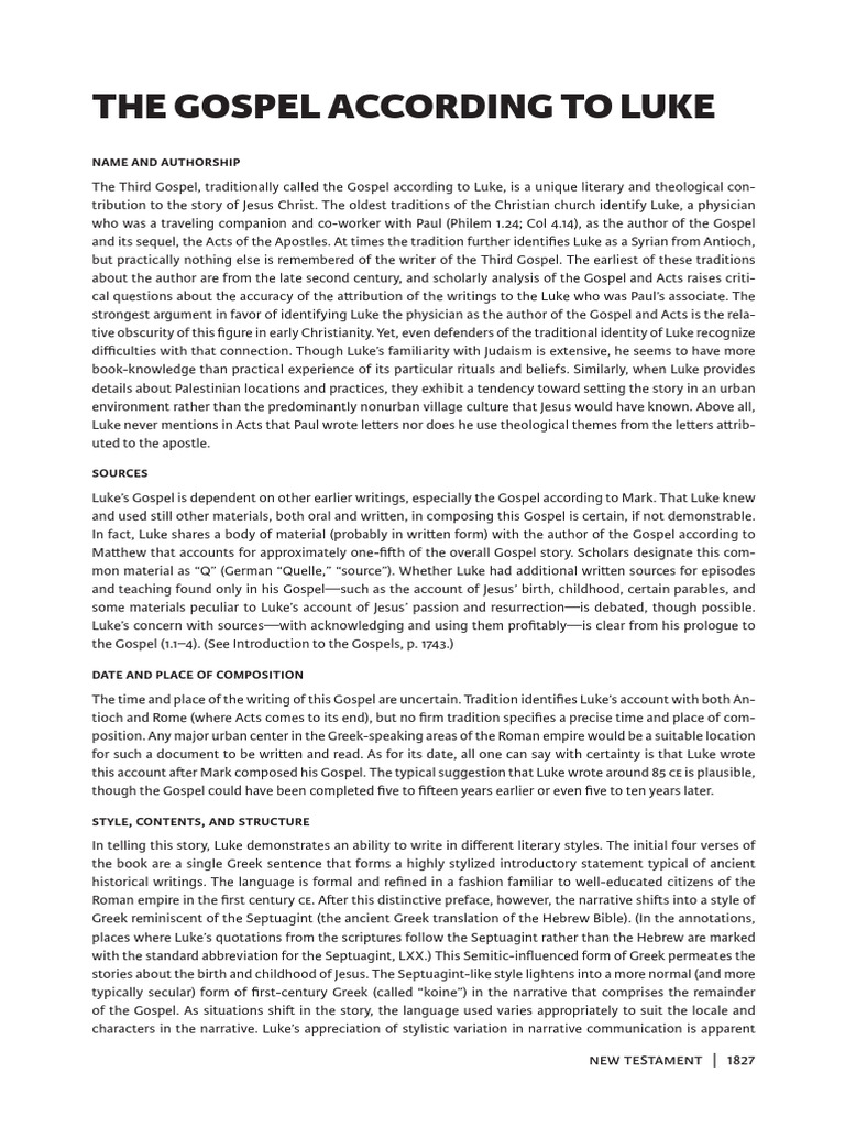 The Gospel of Luke - NRSV | PDF | Jesus | Gospel Of Luke