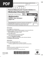 Edexcel Maths Paper 1 - Nov 2024 | PDF | Area | Sphere