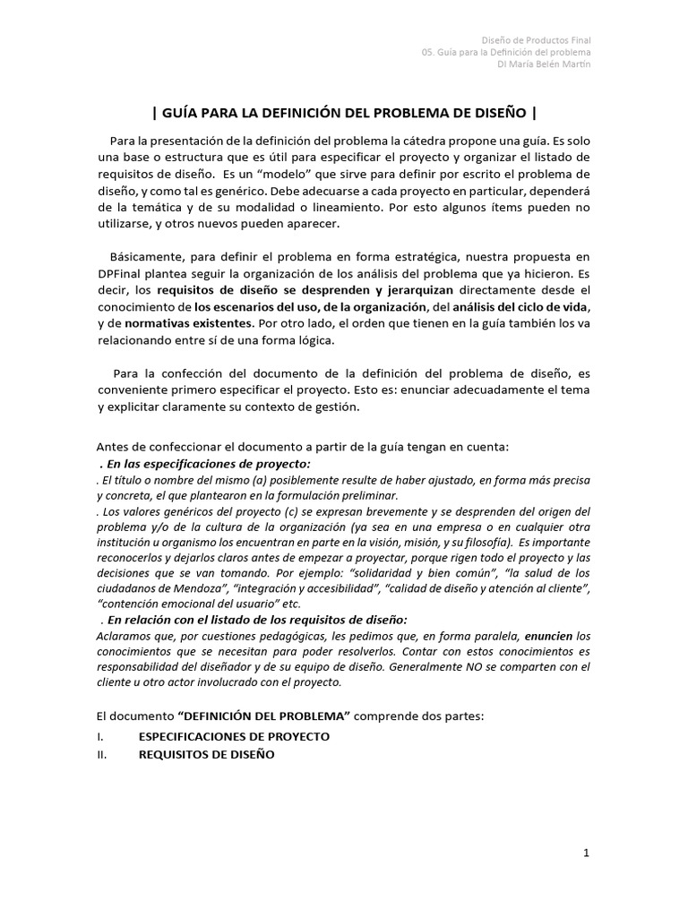 GUÍA para Definición Del Problema | PDF | Diseño | Calidad (comercial)
