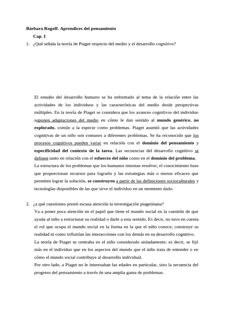 Barbara Rogoff - Guia de Lectura - Resuelto | PDF | Desarrollo ...