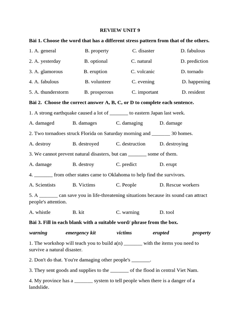 Review Unit 9 | PDF | Natural Disasters | Volcano