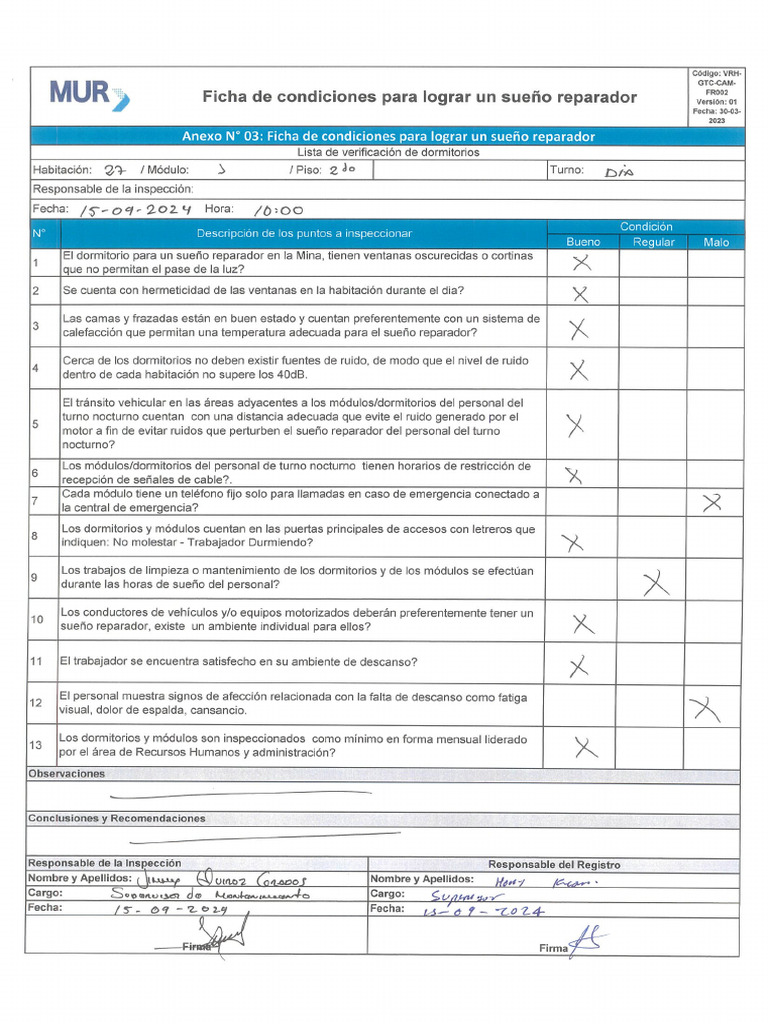 Insp. Habitaciones. | PDF