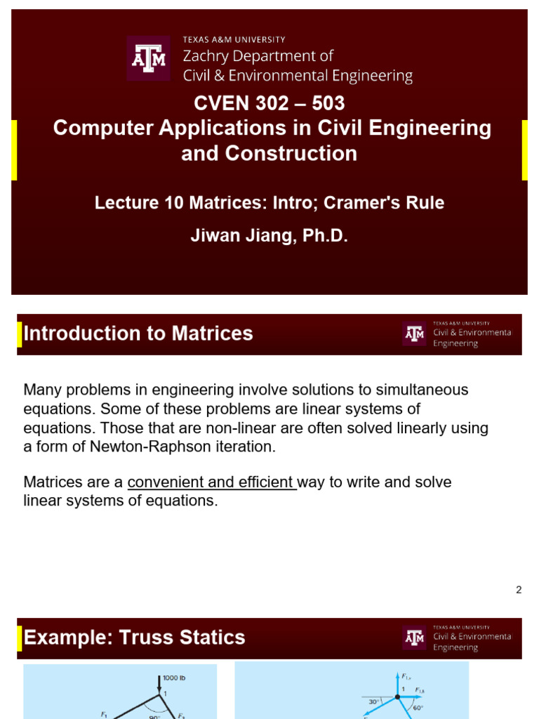 10 - Marices Intro Cramer's Rule | PDF | Matrix (Mathematics) | Determinant