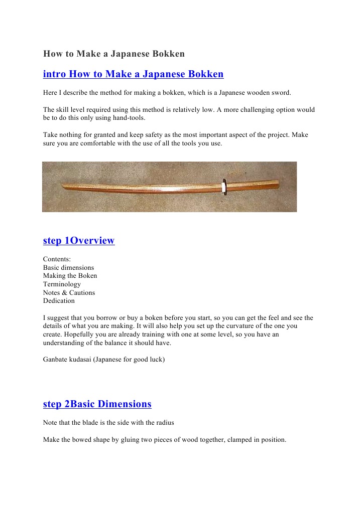How To Make A Japanese Bokken | PDF