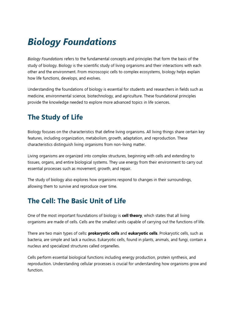 Biology Foundations | PDF | Biology | Cell (Biology)