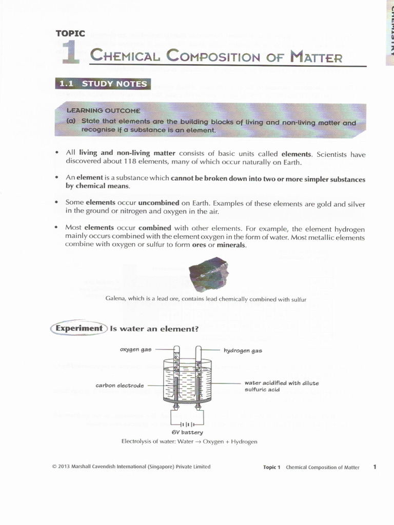 Topic 1 Chemical Composition of Matter | PDF