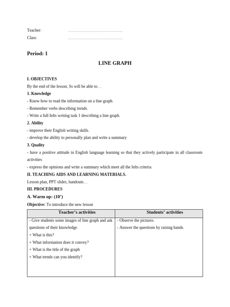 Lesson Plan Writing 1 - Huyen Trang | PDF | Teachers | Lesson Plan