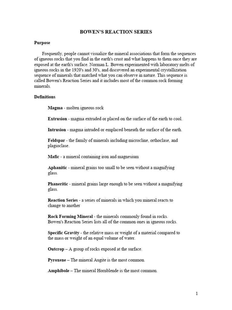 Bowen Reaction Series Activity2 | PDF | Magma | Igneous Rock