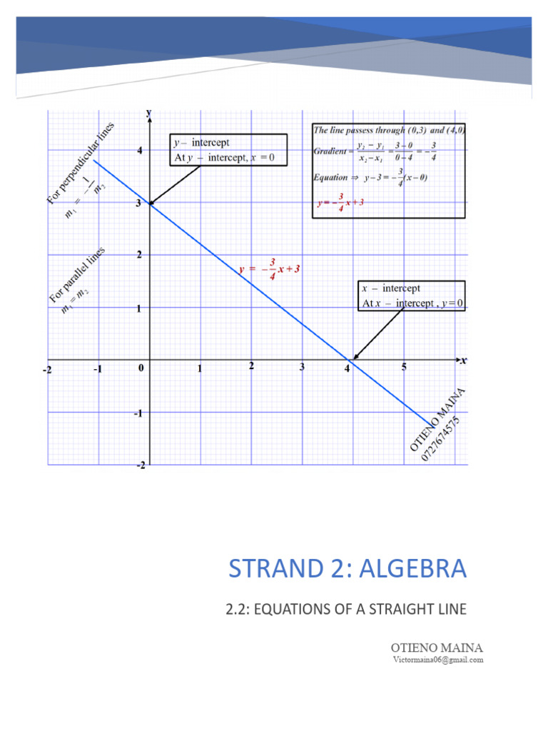 Grade 9 Equations of A Straight Line | PDF | Slope | Line (Geometry)