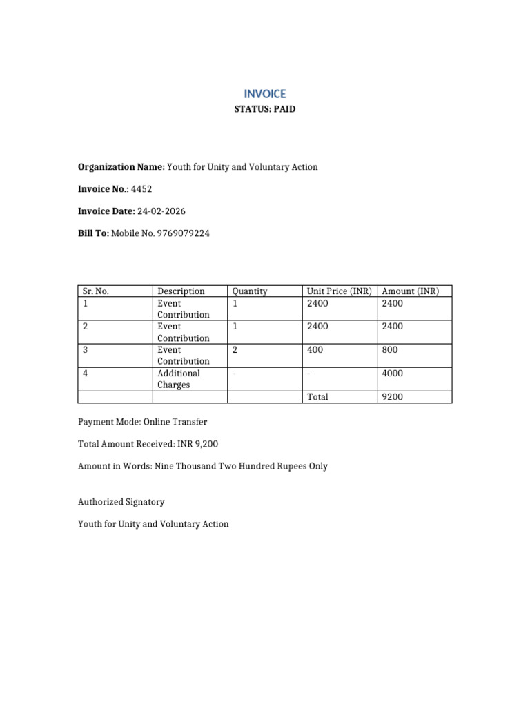 Paid Invoice Youth Unity 24-02-2026 | PDF
