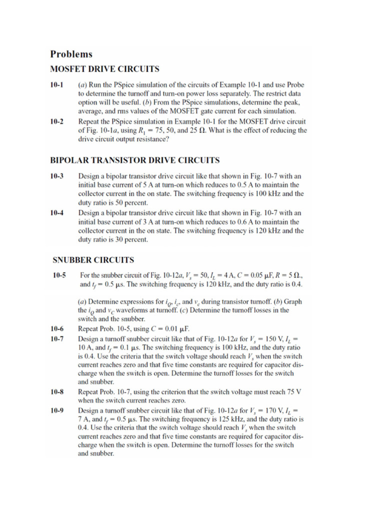 Problems - Driver and Snubber Circuits | PDF