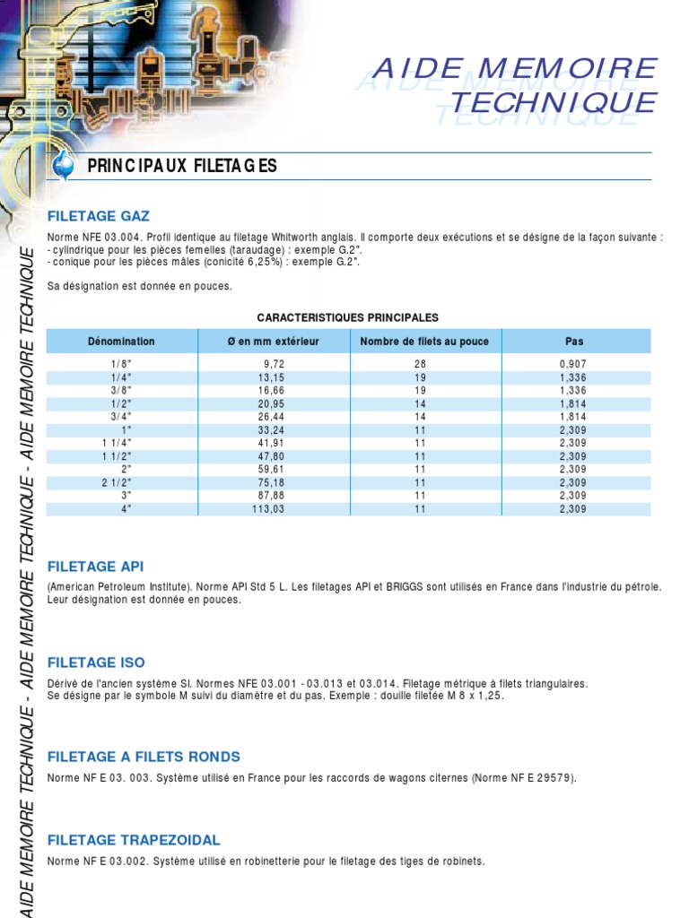 Principaux Filetages | PDF | Outil de tour | Métallurgie
