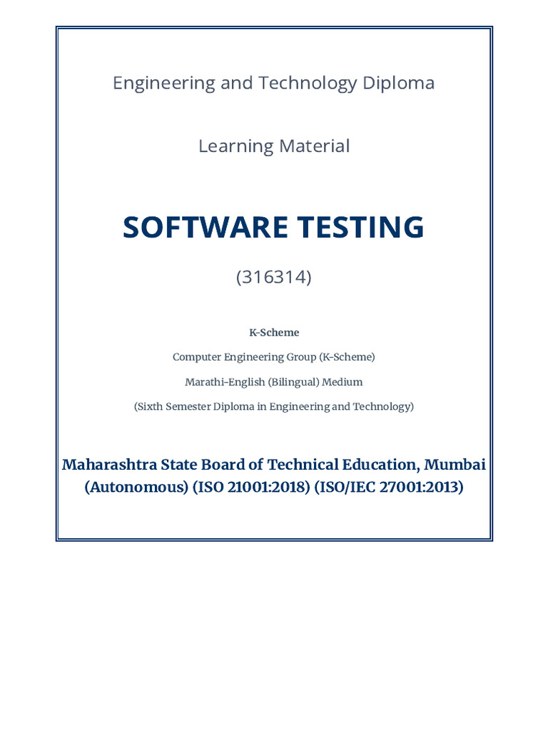 MSBTE Software Testing 316314 K-Scheme Learning Material | PDF ...
