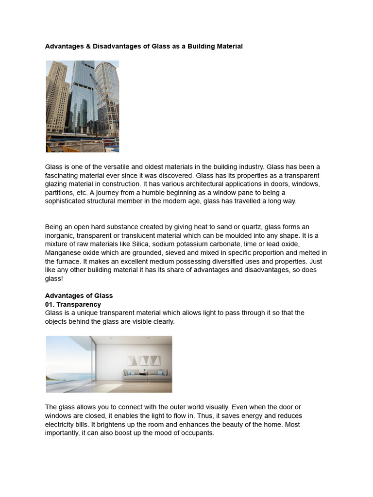 Advantages & Disadvantages of Glass As A Building Material | PDF ...