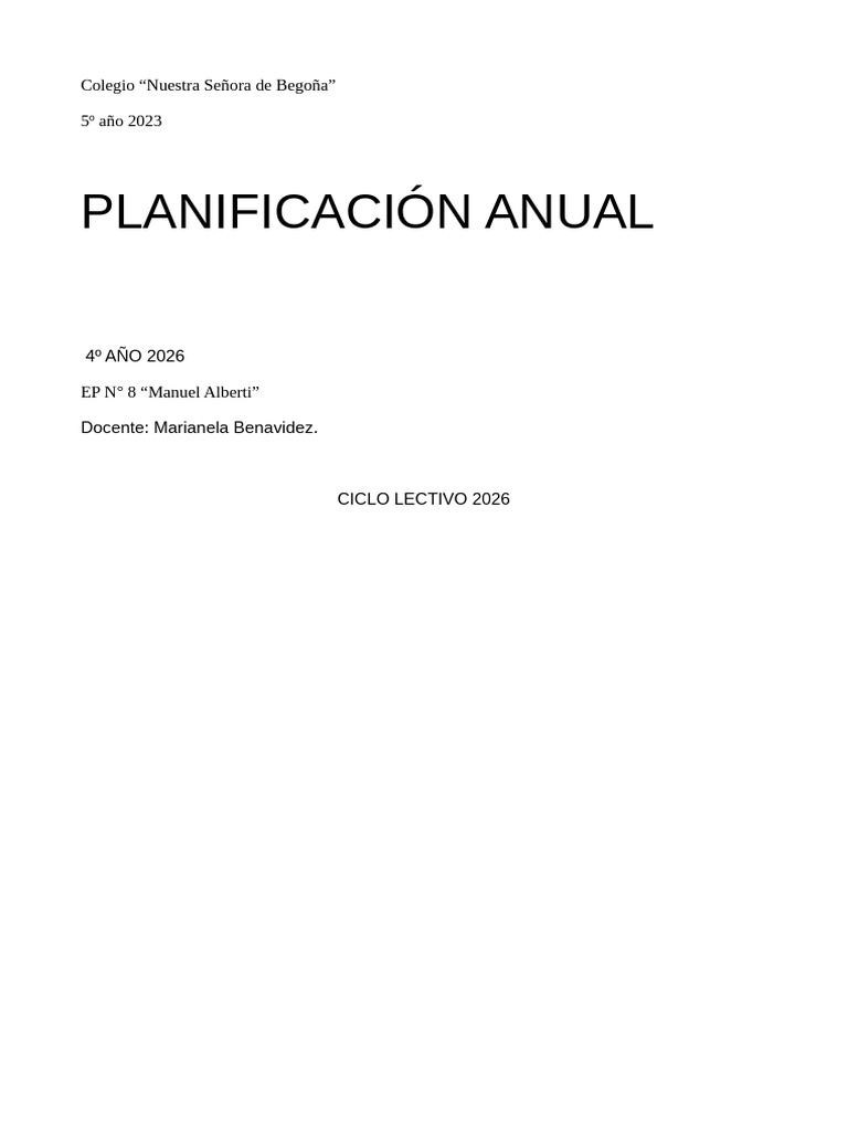 Planificación Anual 4° Año 2026 Ep #8 | PDF | Evaluación | Imán