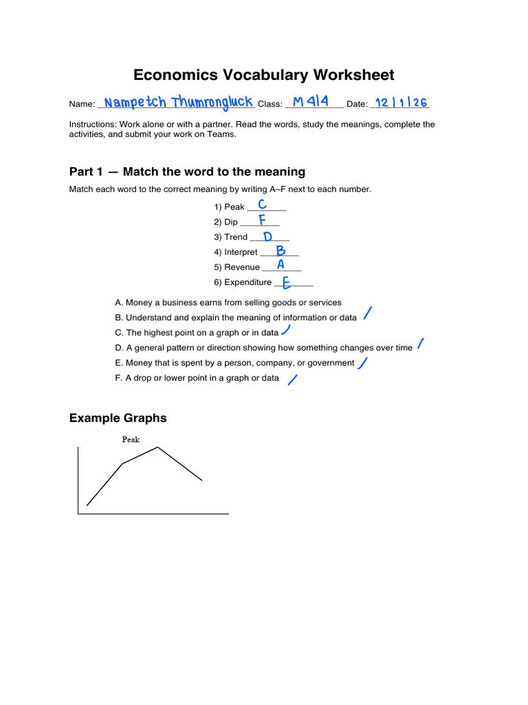 Economics Vocabulary Worksheet Lesson 3 | PDF | Economies
