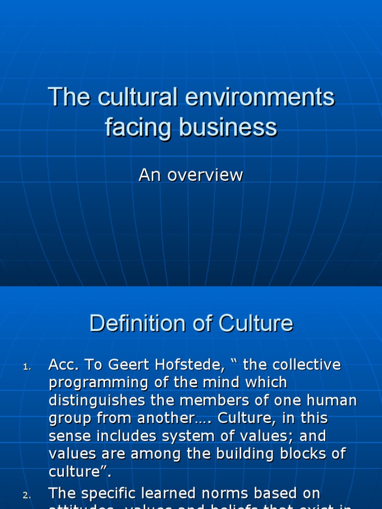 The Cultural Environments Facing Business | PDF