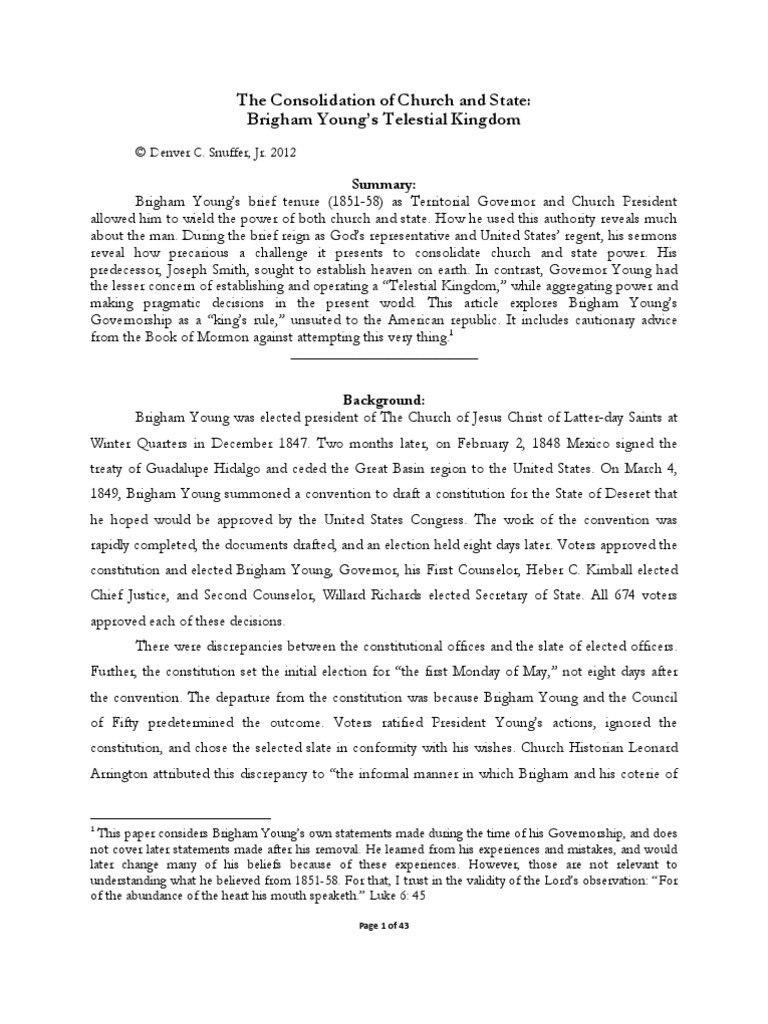 Brigham Young's Telestial Kingdom | PDF | Brigham Young | Joseph Smith